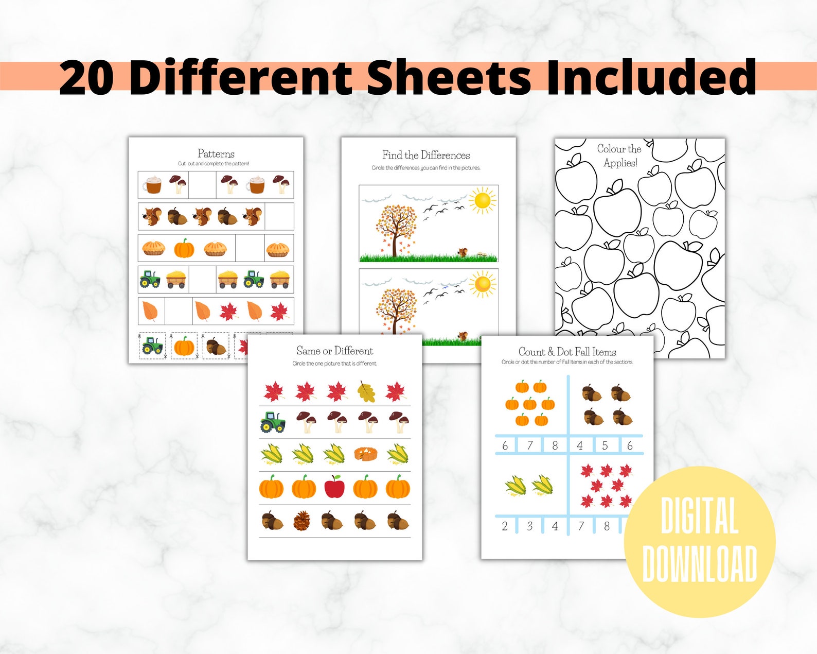 Autumn Worksheets for Kids | Fall Toddler Activities | Preschool ...
