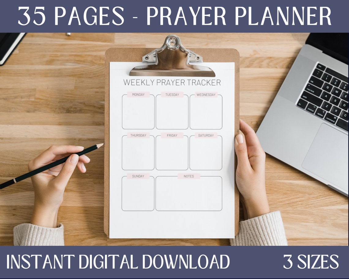 Prayer Planner Printable Daily Gratitude Journal Prayer Notes Sermons ...