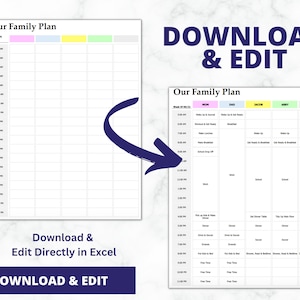 EDITABLE Daily Family Planner Schedule | Hourly Planner | Family ...