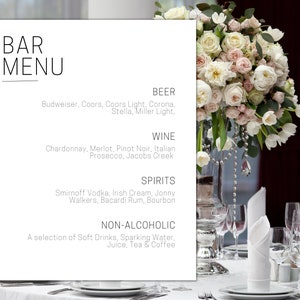 Editable Bar Menu Template | Customizable Drink List for Weddings ...
