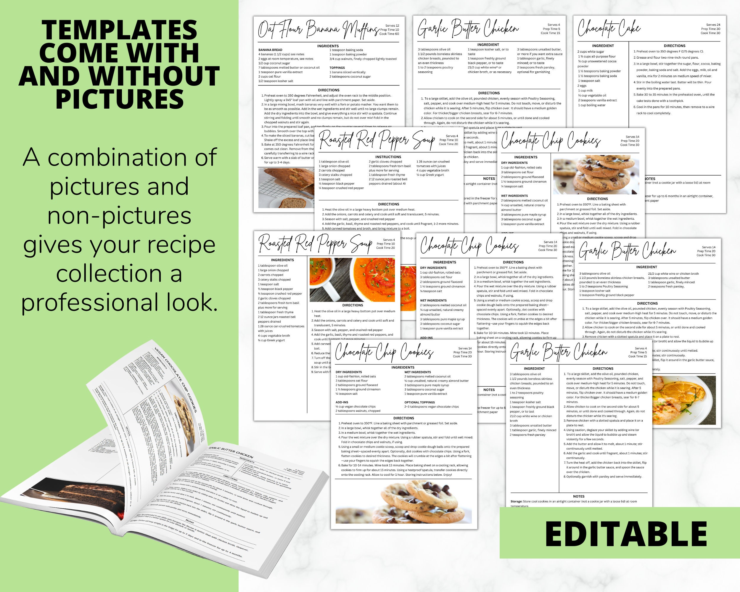 EDITABLE Recipe Template | Edit in Canva | Editable Recipe Card ...