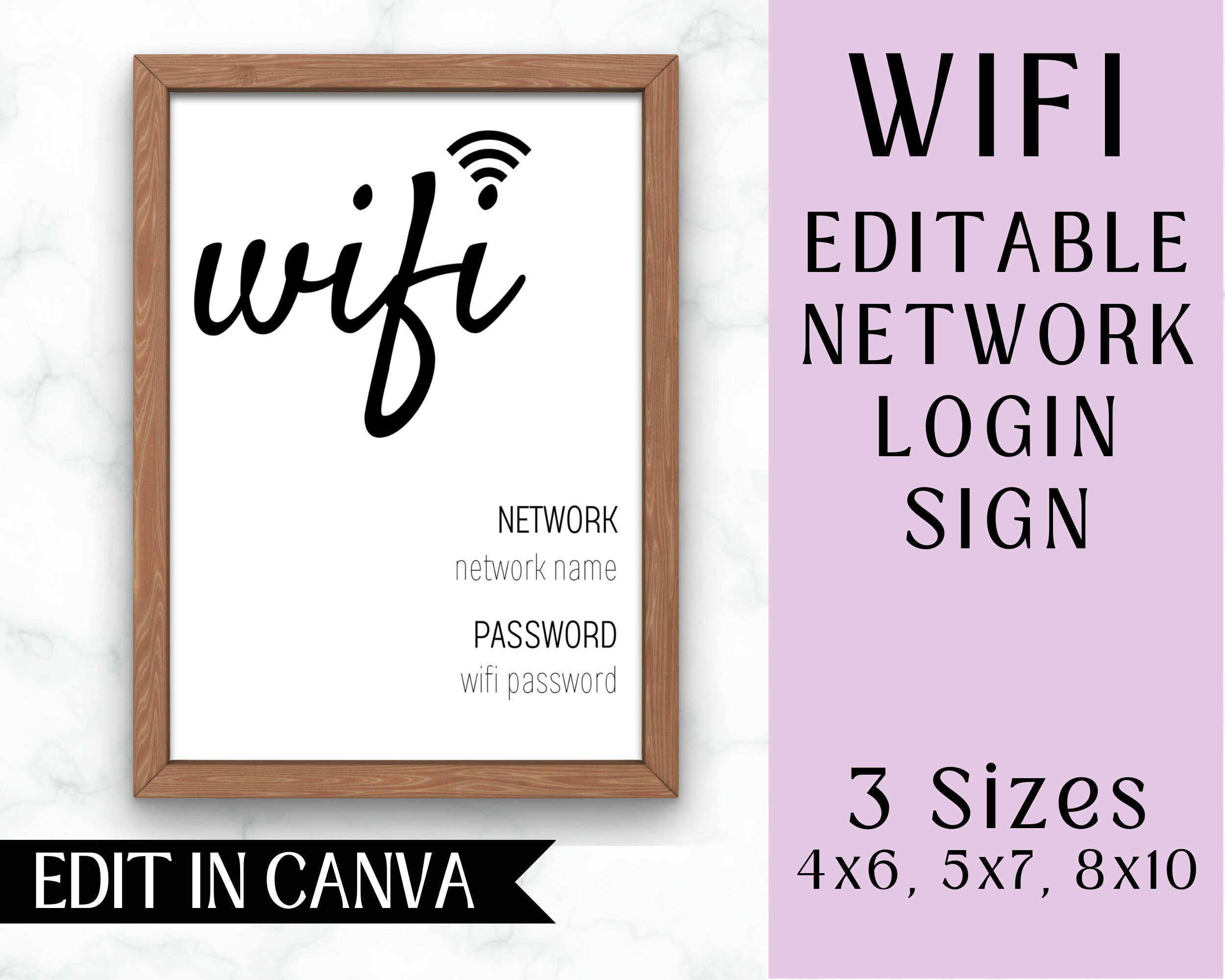 Wifi Password Sign Editable Wifi Sign Edit in Canva Edit & Print Airbnb ...