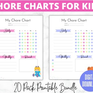 Kids Chore Charts | Daily Checklist | Reward | Screen Time | Allowance ...