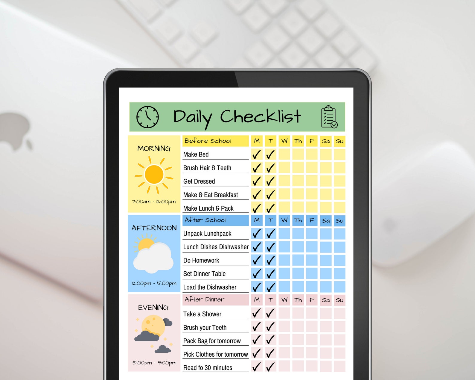 Daily School Checklist | School Schedule Printable | Daily Routine ...