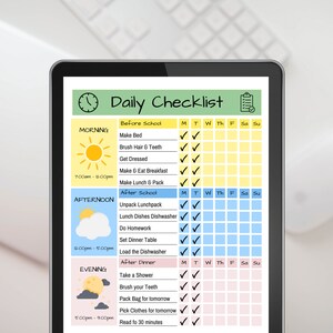 Daily School Checklist | School Schedule Printable | Daily Routine ...