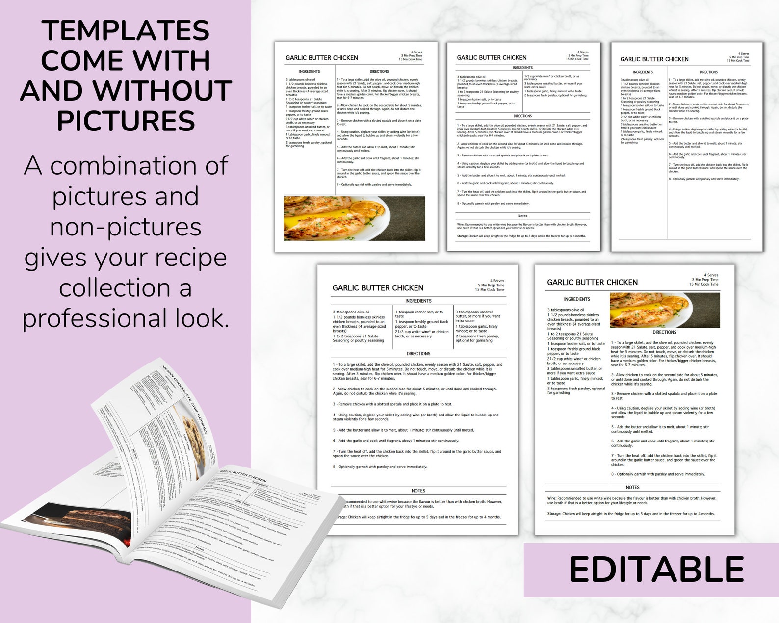 EDITABLE Recipe Template WORD Recipe Template Minimalist Design Meal ...