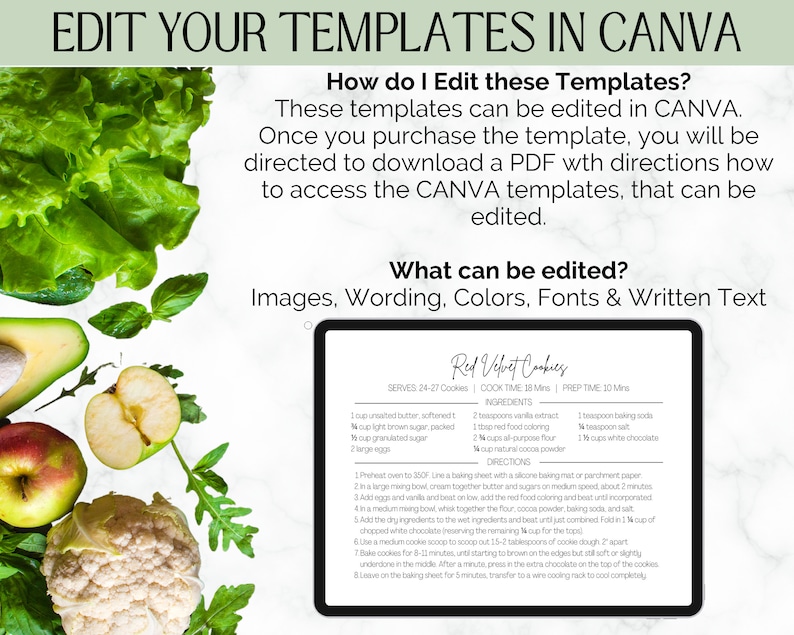 EDITABLE Recipe Template Edit in Canva Editable Recipe Card Minimalist ...