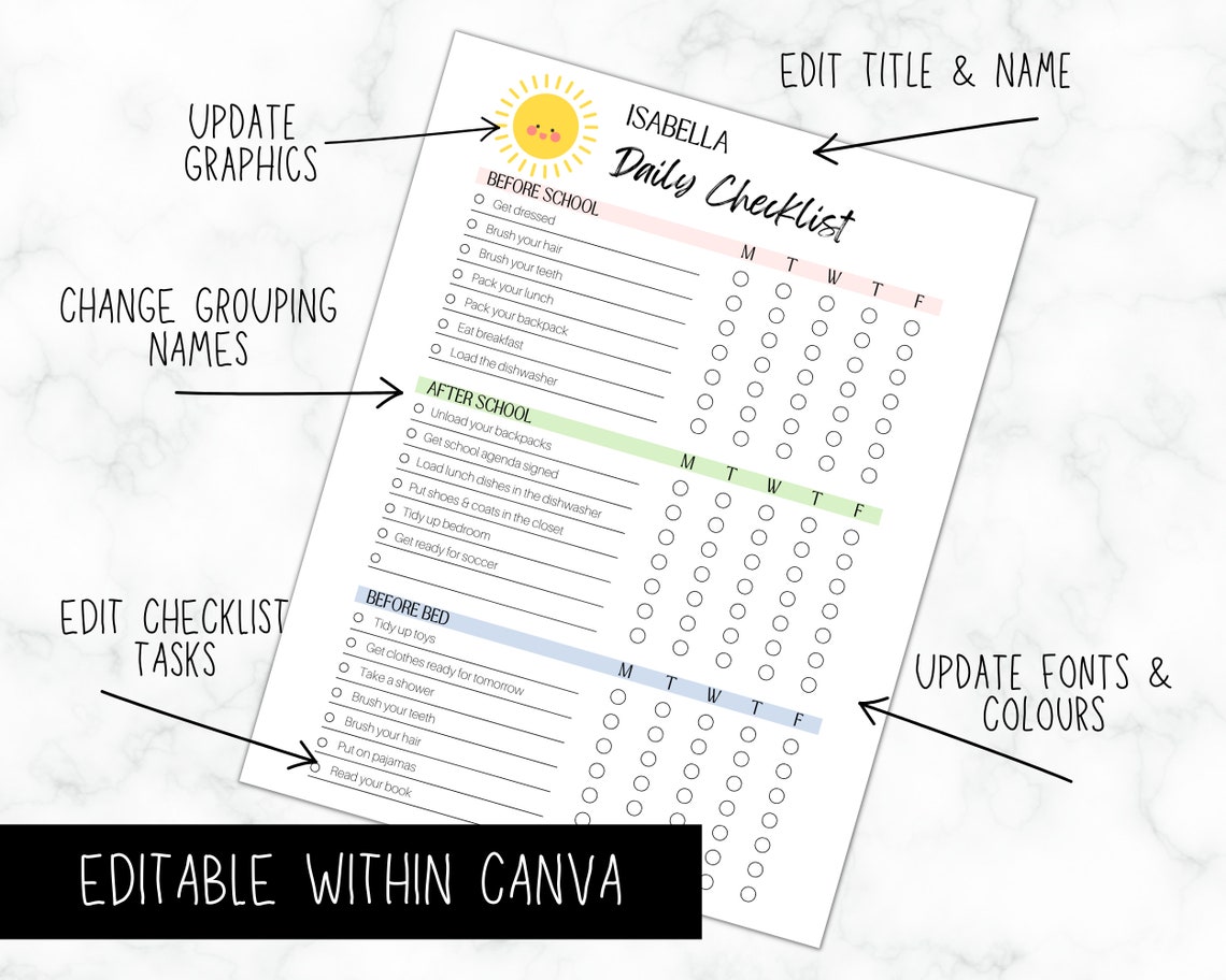 EDITABLE Daily Checklist Weekly Planner Family to Do List Command ...