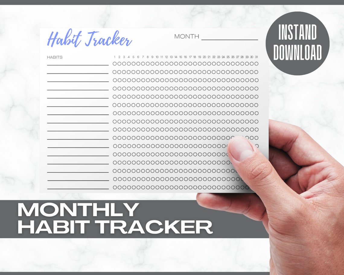 Monthly Habit Tracker Printable Habit Tracker Digital - Etsy