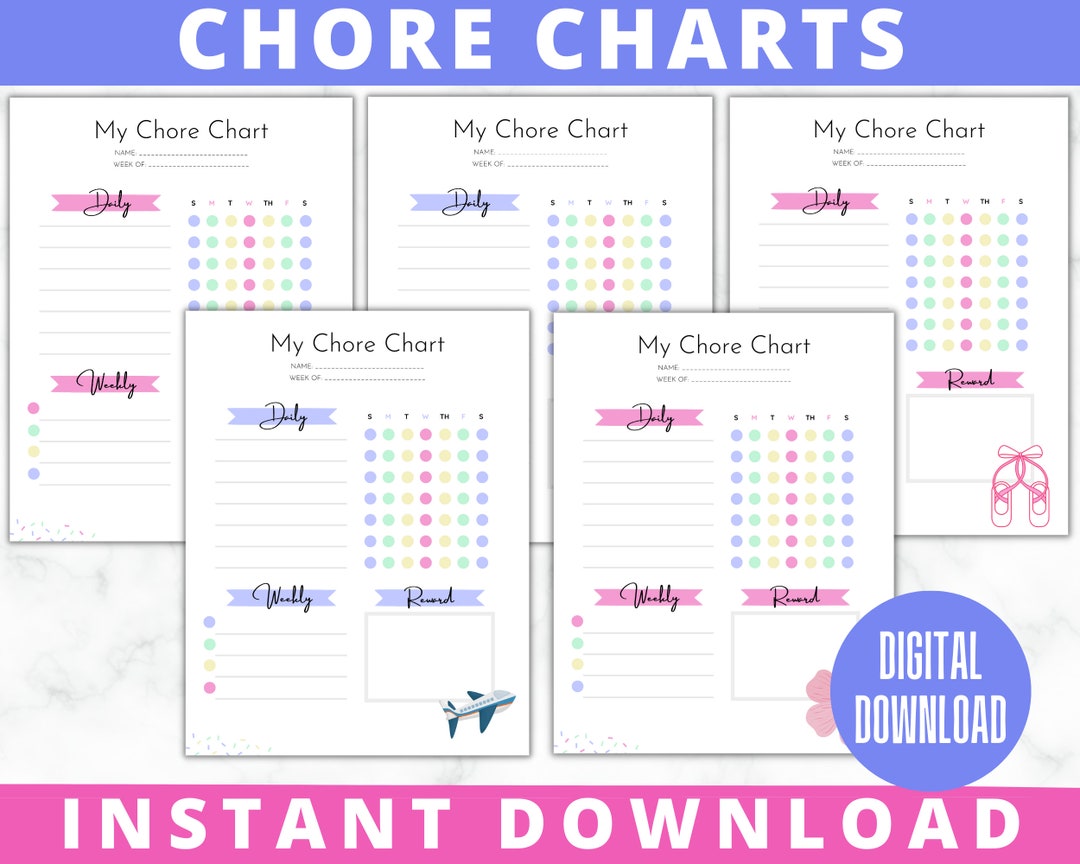 Kids Chore Charts | Daily Checklist | Reward | Screen Time | Allowance ...