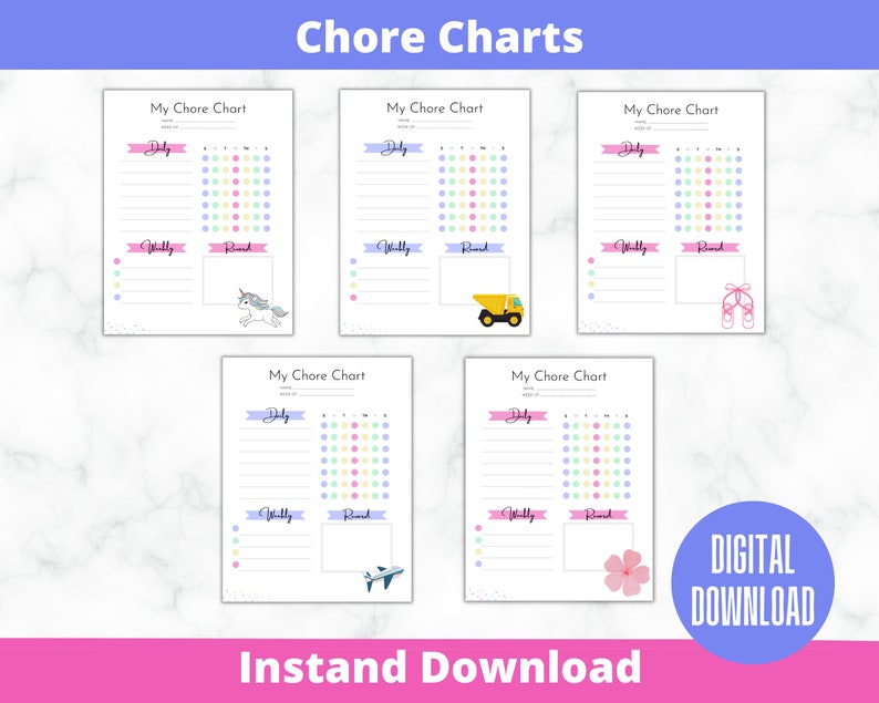 Kids Chore Chart Printable | Responsibilities Tracker | Reward Chart ...