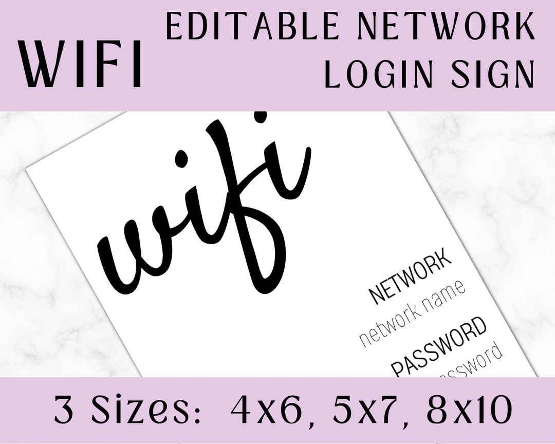 Wifi Password Sign | Editable Wifi Sign | Edit in Canva | Edit & Print ...