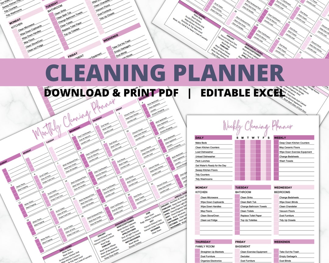 EDITABLE Cleaning Schedule | Family Routine Planner | Monthly Cleaning ...