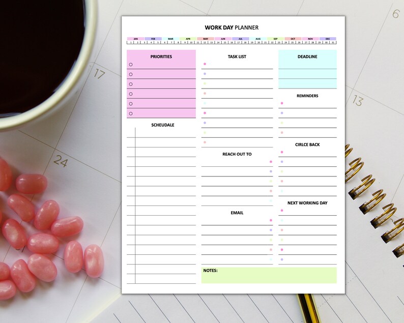 EDITABLE Work Planner Work Day Organizer Editable Daily Planner ...