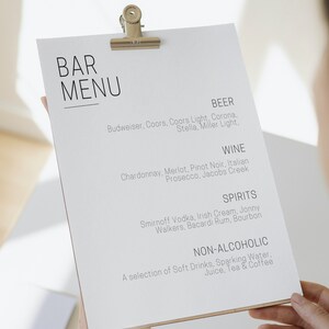 Editable Bar Menu Template | Customizable Drink List for Weddings ...