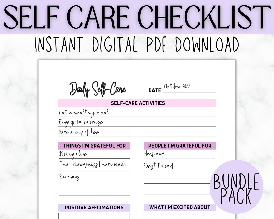 Self Care Checklist Journal | Self Care Planner | Journal Tracker ...