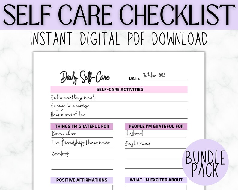Self Care Checklist Journal Self Care Planner Journal - Etsy