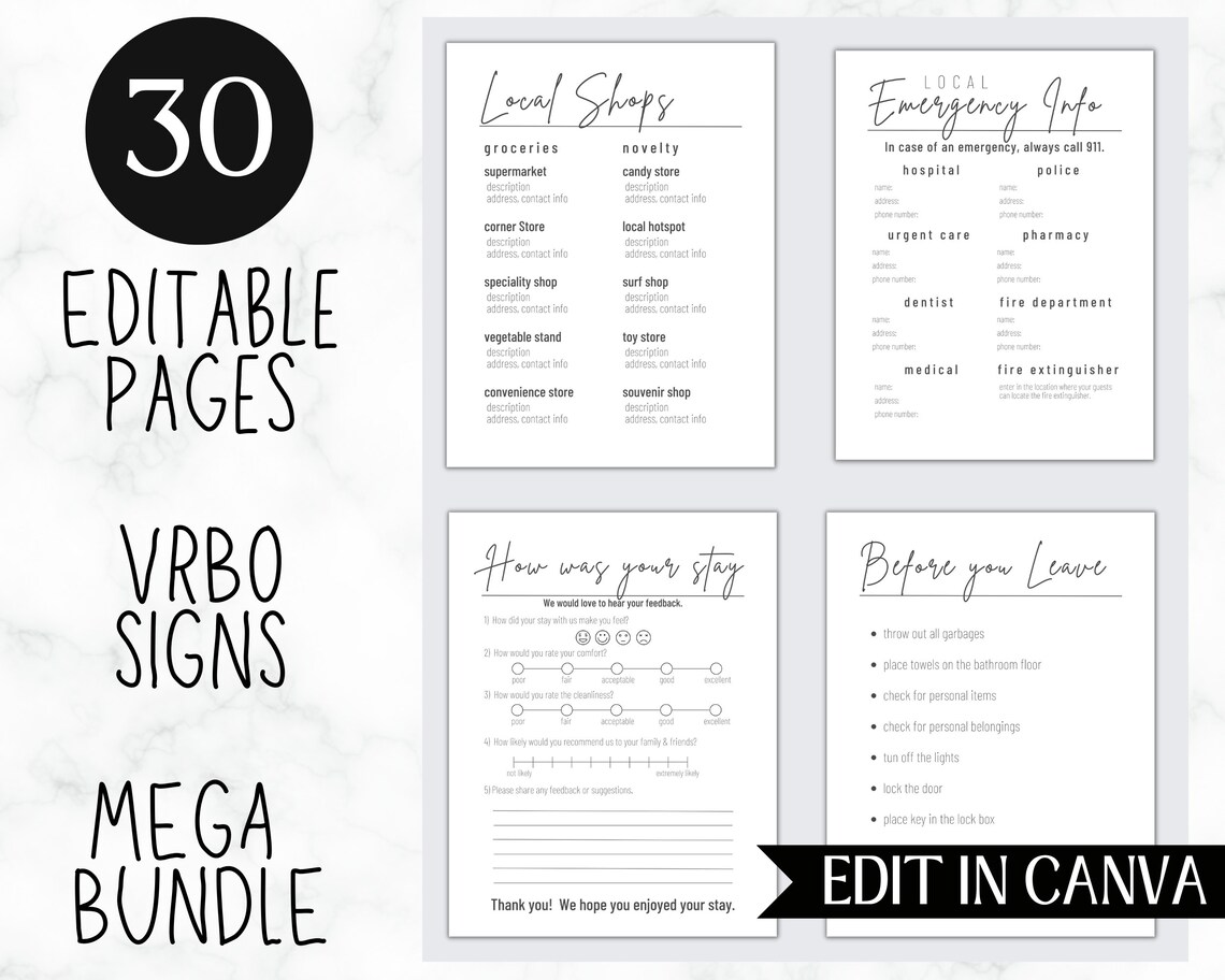 Editable VRBO Host Manual | Minimalist Home Decor | Wifi Template ...