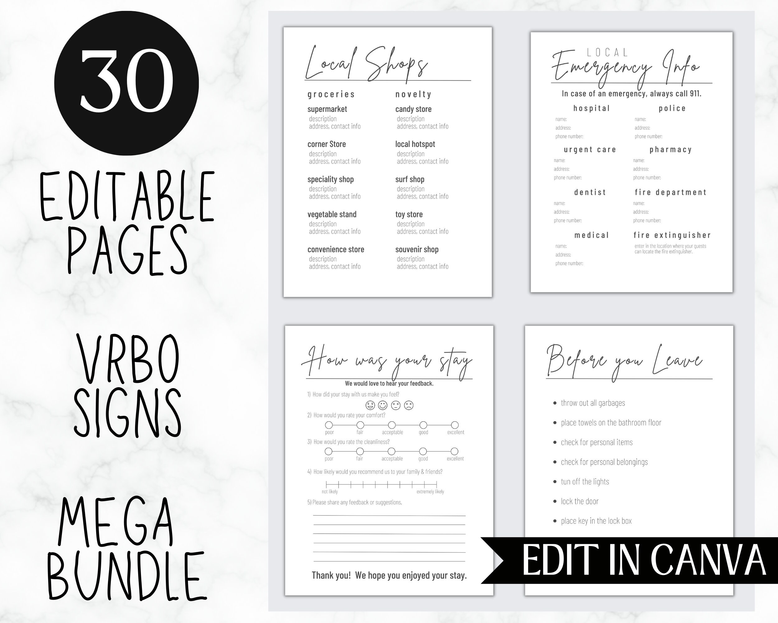 Editable VRBO Host Manual | Minimalist Home Decor | Wifi Template ...