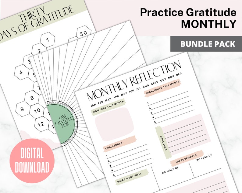 Gratitude Journal Template Mindfulness Log Journal for - Etsy