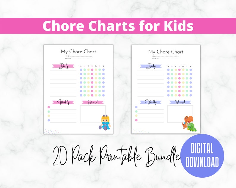 Kids Chore Chart Printable | Responsibilities Tracker | Reward Chart ...