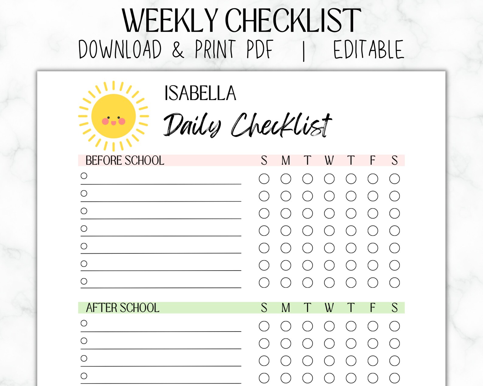 EDITABLE Daily Checklist Weekly Planner Family to Do List Command ...