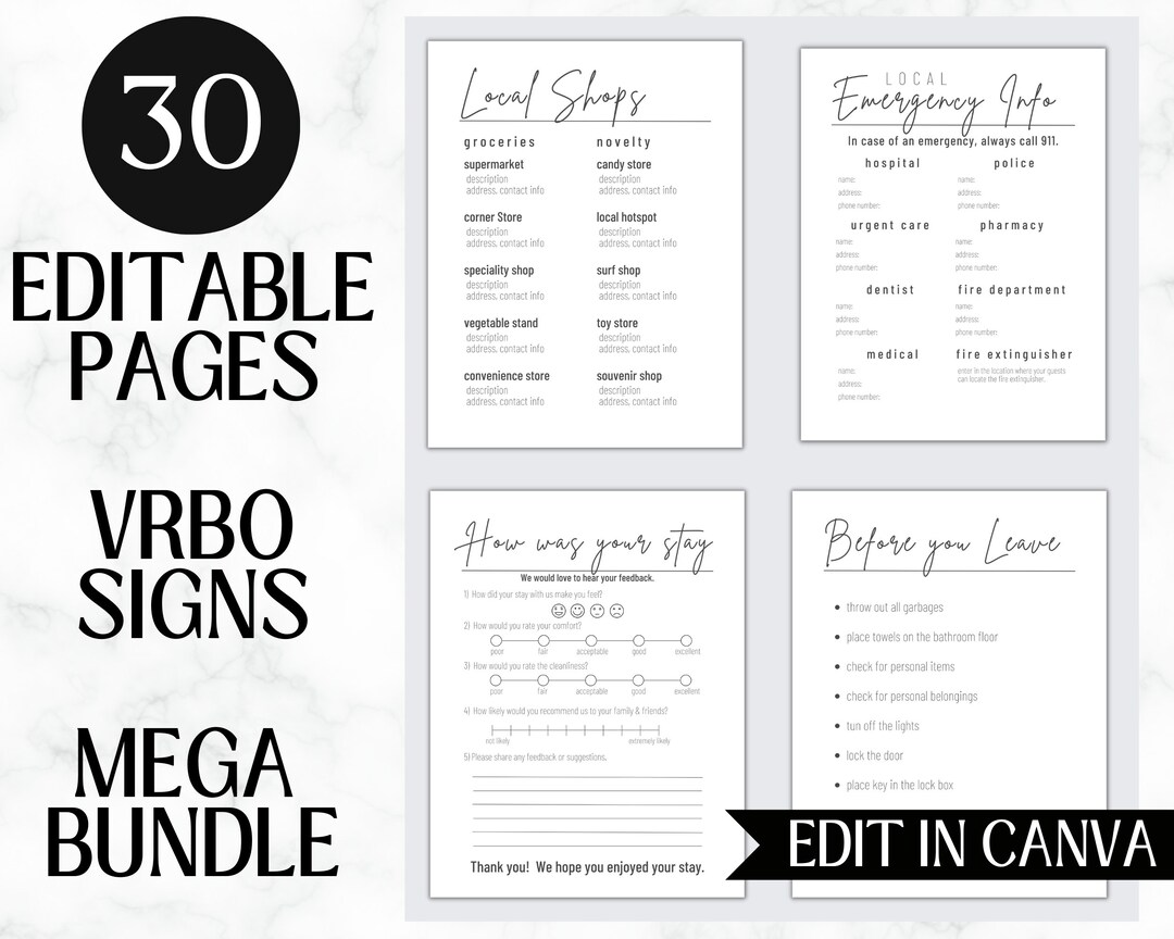 Editable Airbnb Templates | Host Manual | Essential House Items ...