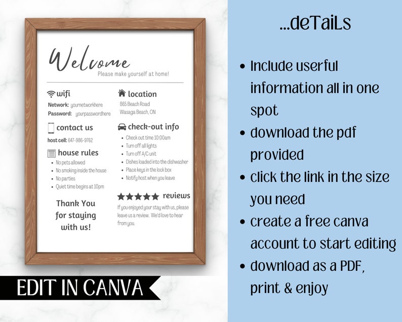 VRBO Welcome Sign | Editable Printable Sign | Minimalist Design ...