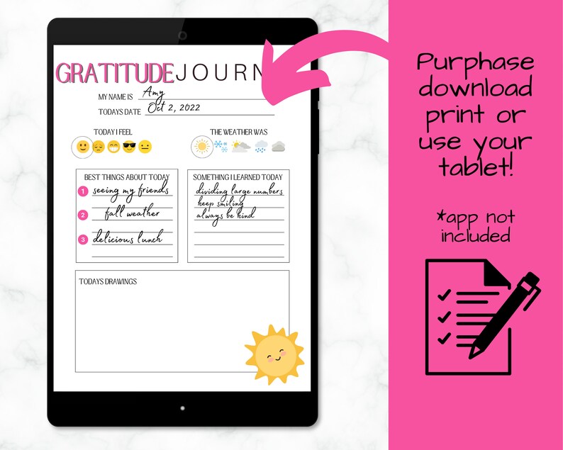 Kids Gratitude Journal Printable Mindfulness Log Self Care - Etsy