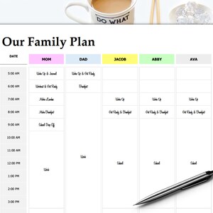 EDITABLE Daily Family Planner Schedule | Hourly Planner | Family ...