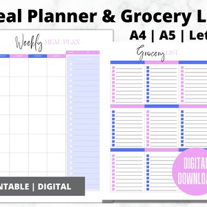 Meal Planner Printable | Weekly Food Dairy | Meal Tracker | Food ...