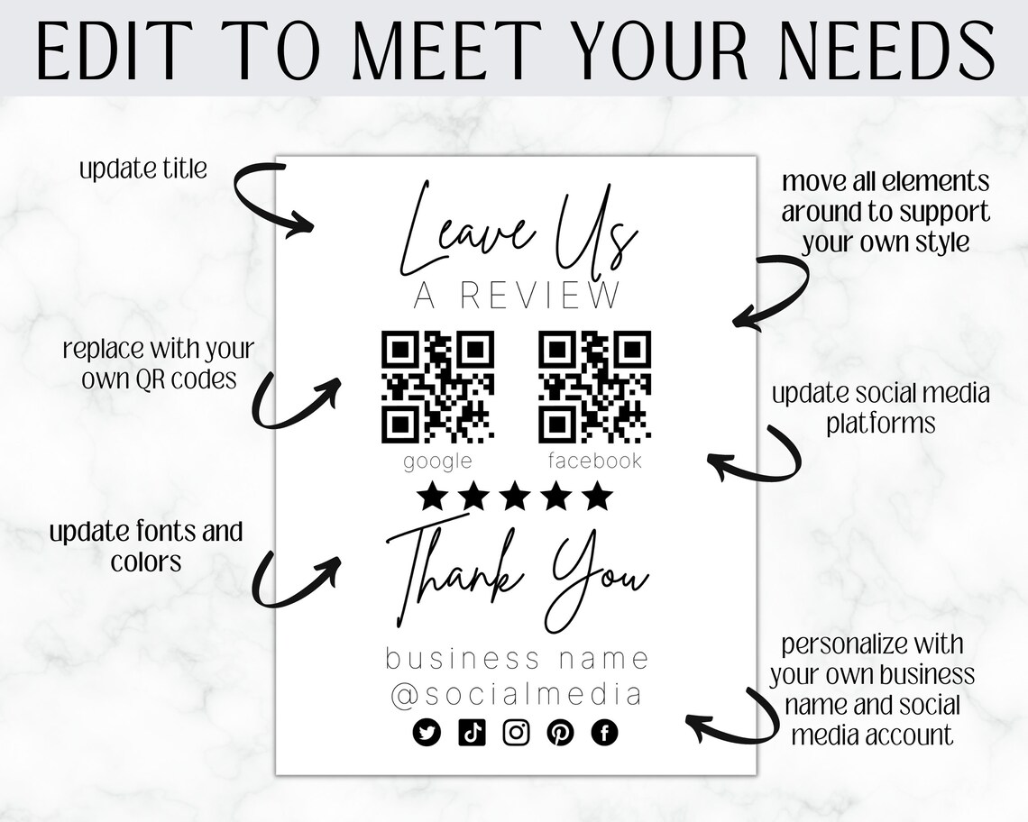 Ask for Review QR Code Sign Template Google Rating Sign Facebook Review ...