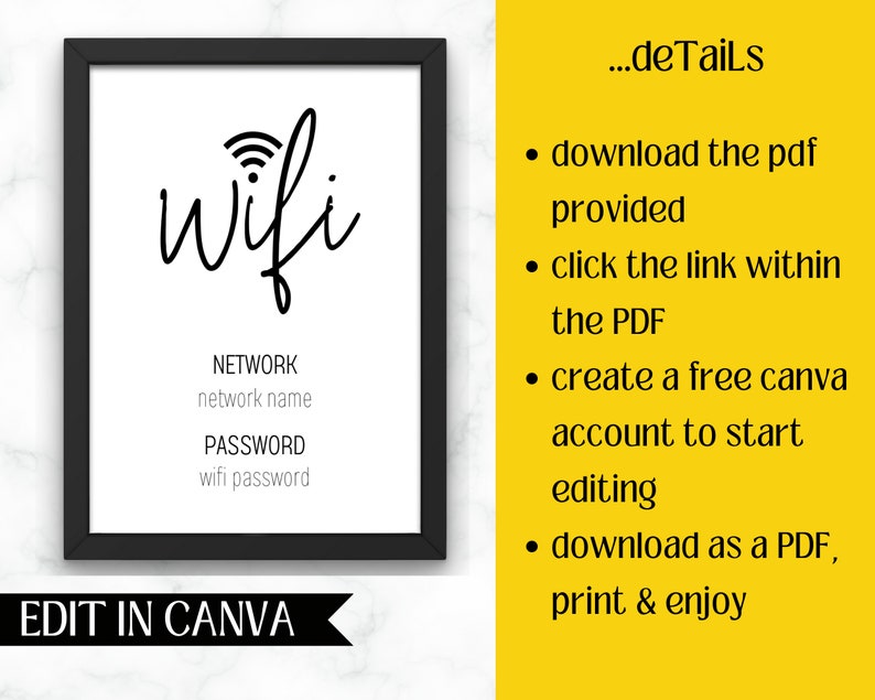 Wifi Sign | Airbnb Wifi Sign | Printable Farmhouse | Printable Password ...