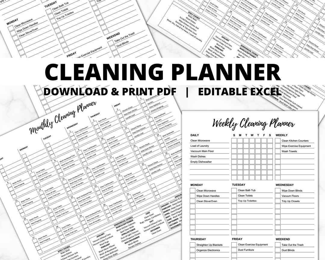 EDITABLE Cleaning Schedule Family Routine Planner Monthly Cleaning EDITABLE Cleaning Schedule Family Routine Planner Monthly Cleaning