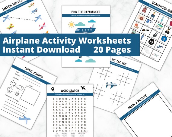 Airplane Worksheets Printable Travel Worksheets - Etsy UK