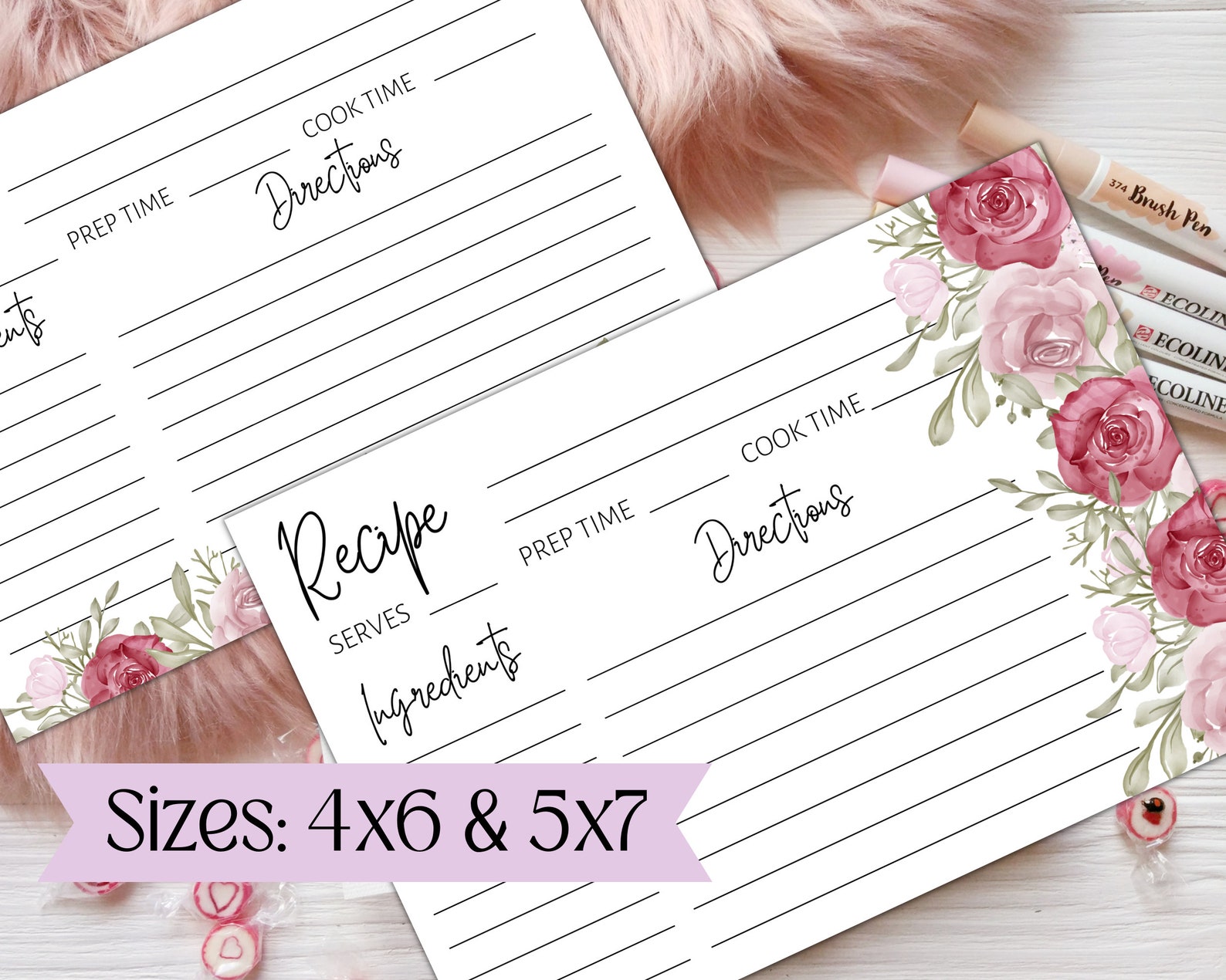 Recipe Card Template | Floral Bridal Shower | Wedding Shower | Floral ...