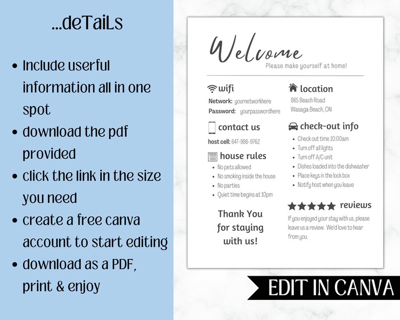 VRBO Welcome Sign | Editable Printable Sign | Minimalist Design ...