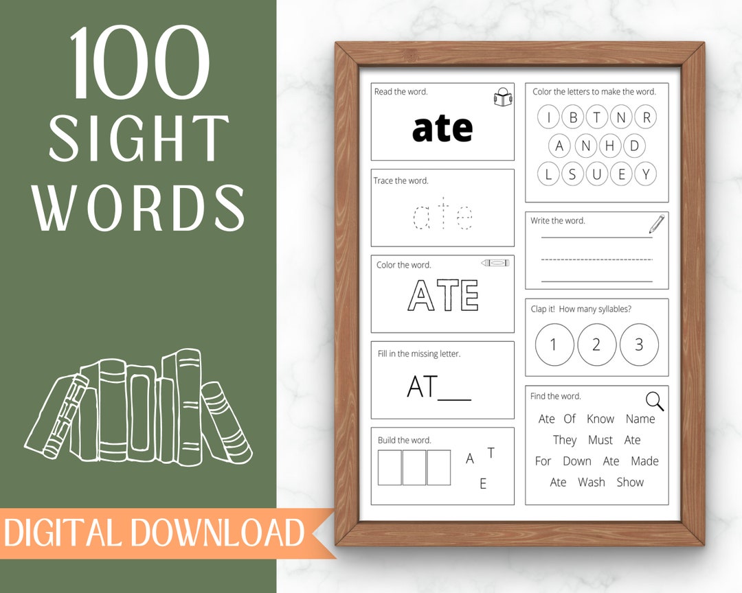 100 Printable Sight Words | Kindergarten Worksheets | Practice Spelling ...