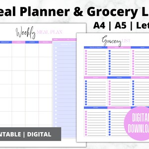 Meal Planner Printable | Weekly Food Dairy | Meal Tracker | Food ...