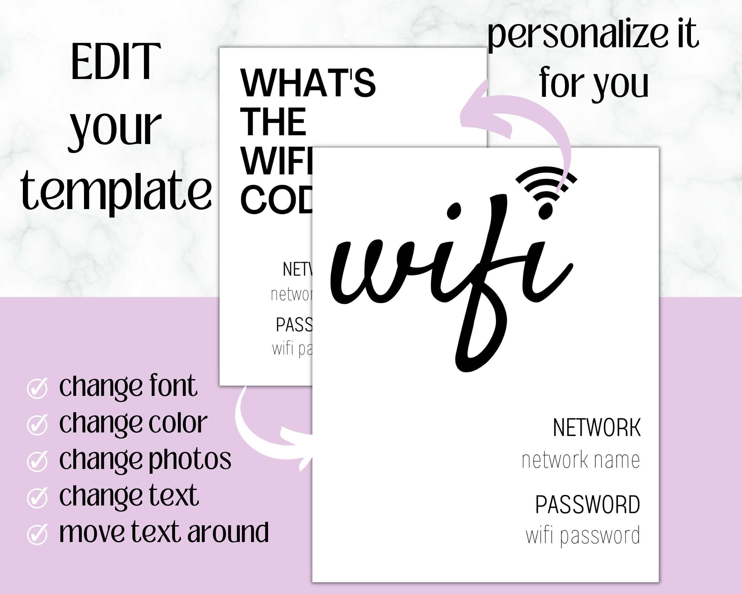 Wifi Password Sign Editable Wifi Sign Edit in Canva Edit & Print Airbnb ...