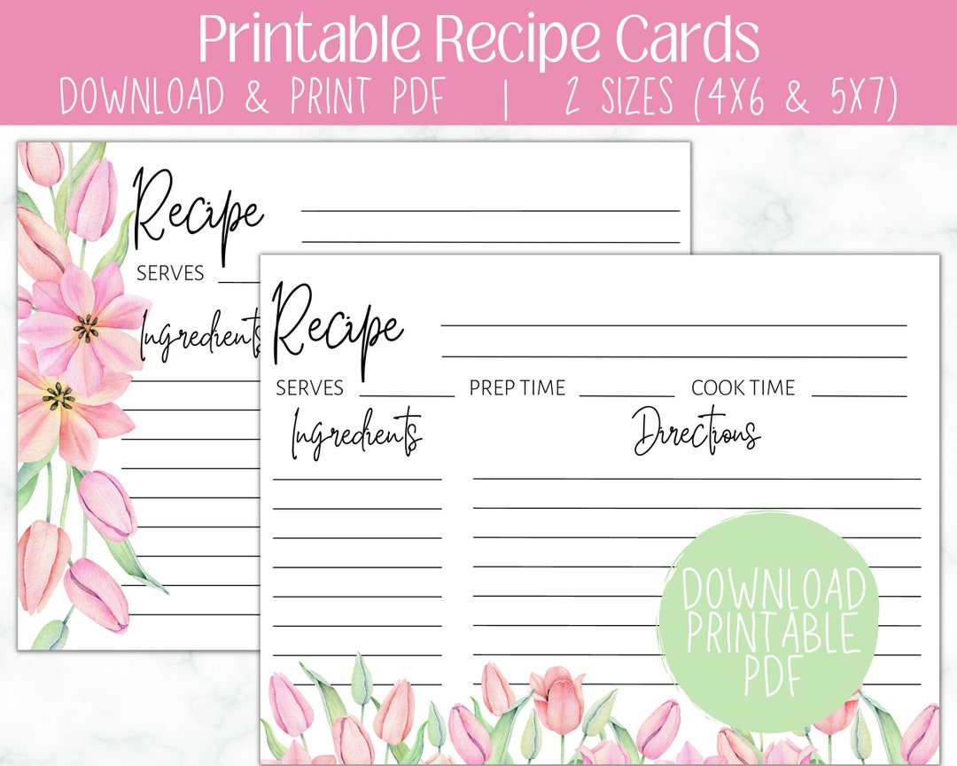 Recipe Card Template | Tulip Bridal Shower | Wedding Shower | Tulip ...
