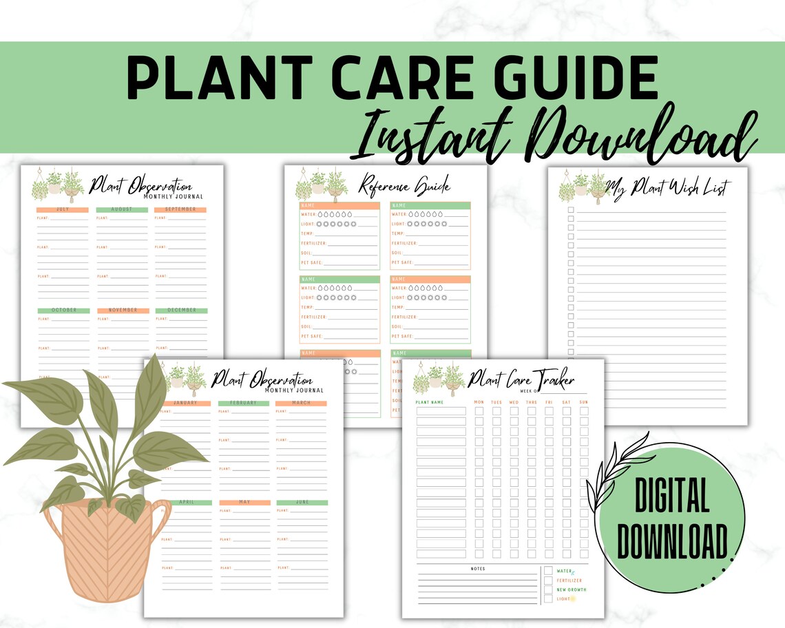 Plant Care Planner Houseplant Planner Printable Plant Journal Watering ...