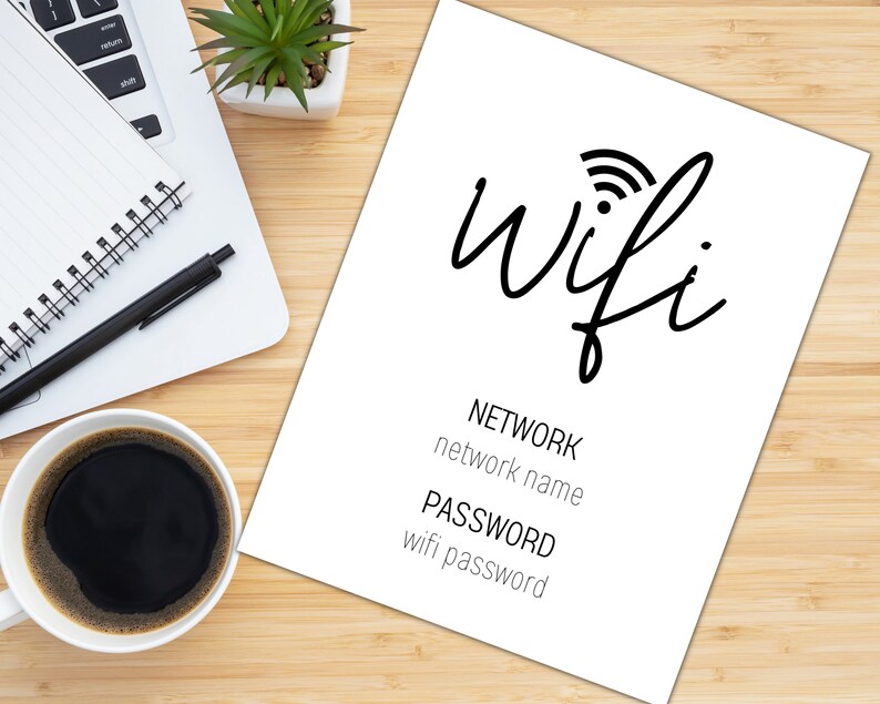 Wifi Sign | Airbnb Wifi Sign | Printable Farmhouse | Printable Password ...