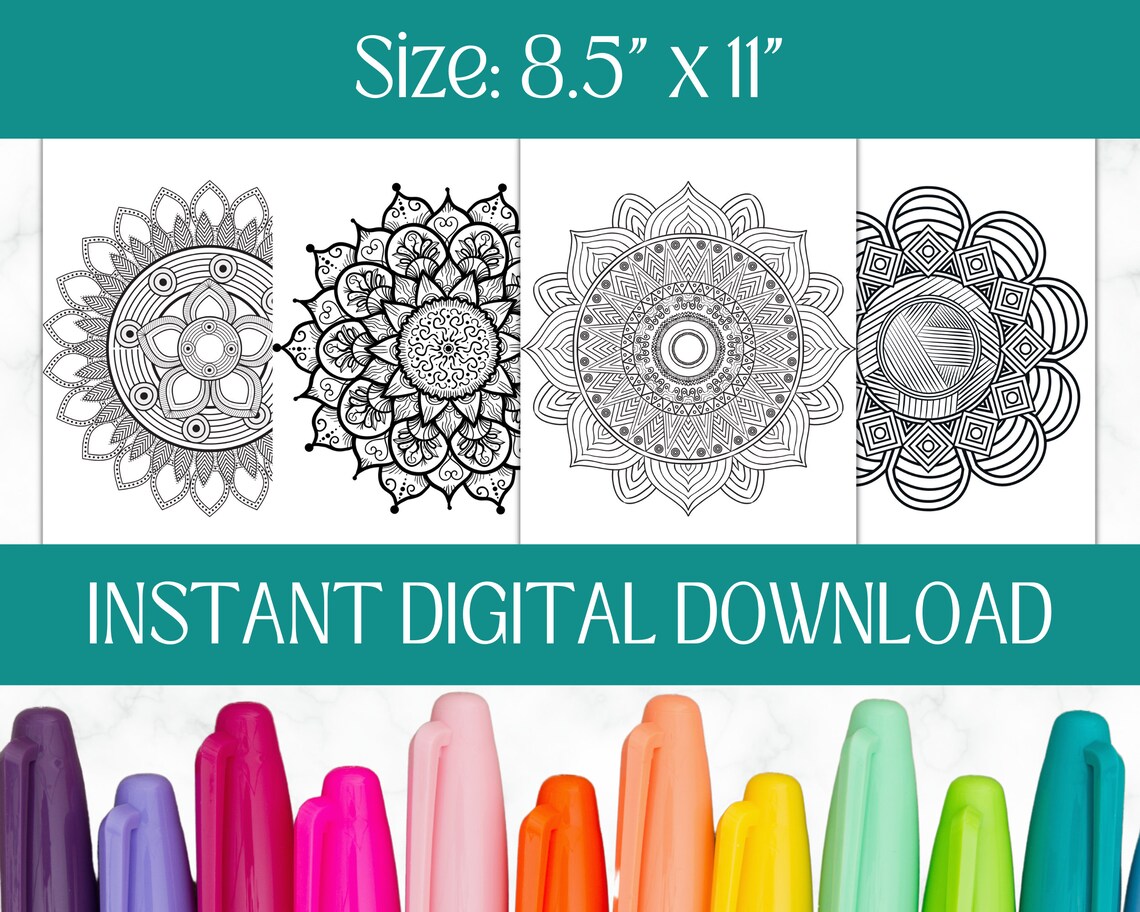 50 Mandala Printable Coloring Sheets Printable Pages Adult Coloring ...