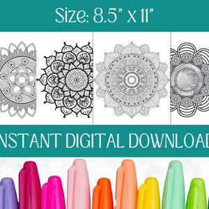 50 Mandala Printable Coloring Sheets | Printable Pages| Adult Coloring ...