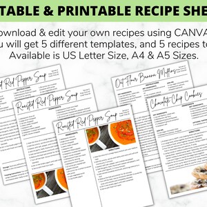 EDITABLE Recipe Template | Edit in Canva | Editable Recipe Card ...