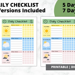 Daily School Checklist | School Schedule Printable | Daily Routine ...
