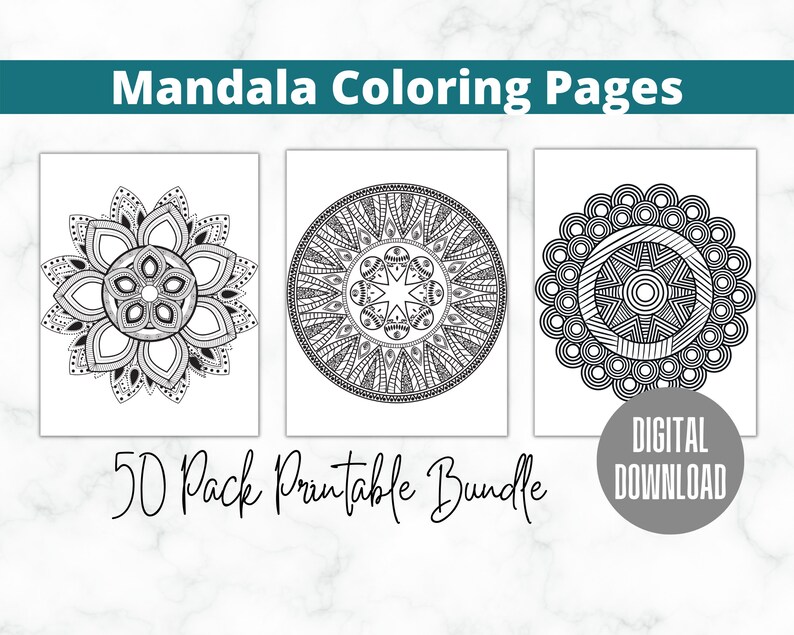 50 Mandala Printable Coloring Sheets Mandala Coloring Sheets - Etsy