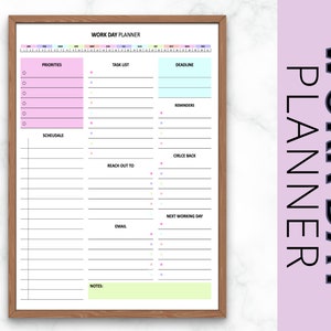 EDITABLE Work Planner | Work Day Organizer | Editable Daily Planner ...