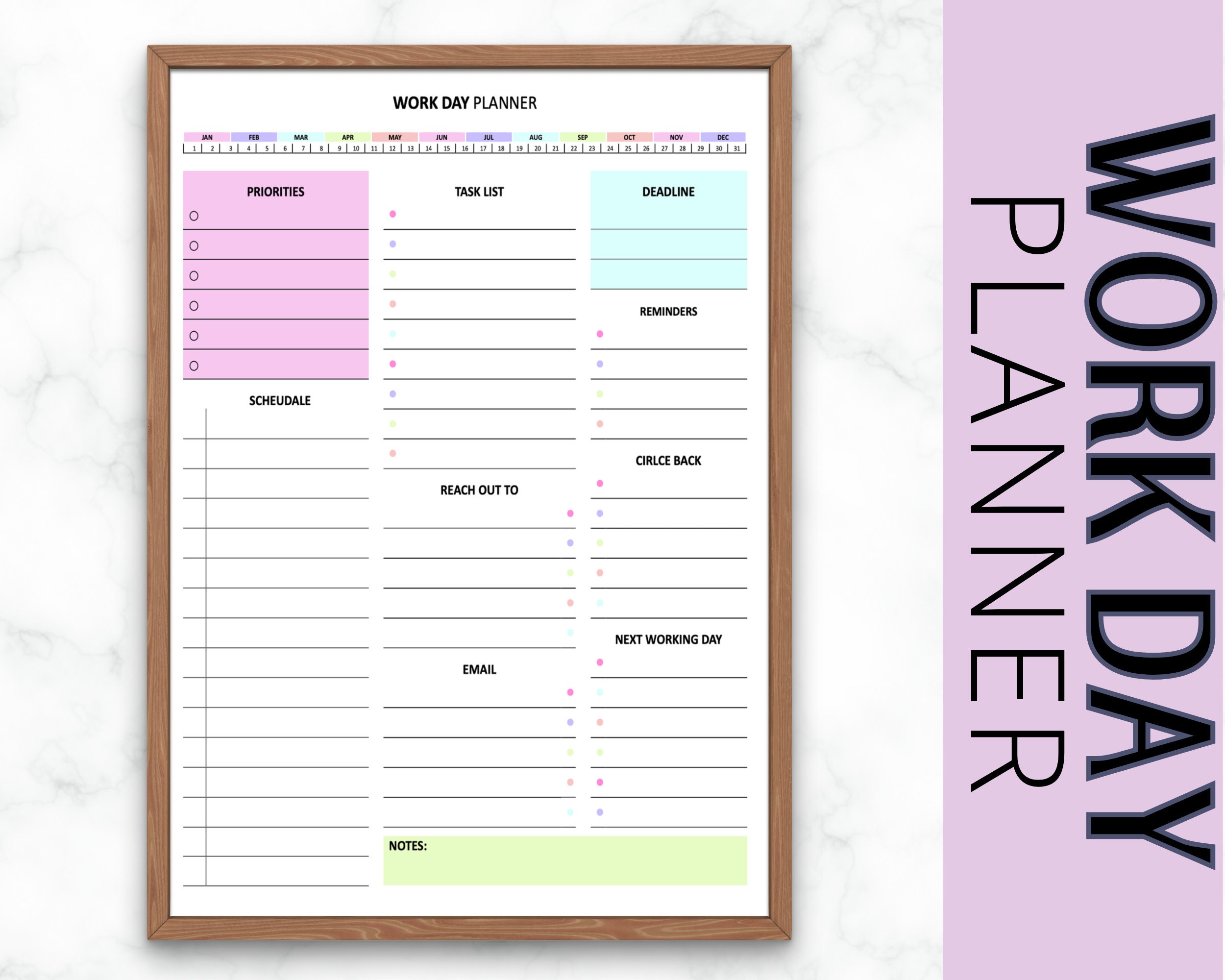EDITABLE Work Planner Work Day Organizer Editable Daily Planner ...